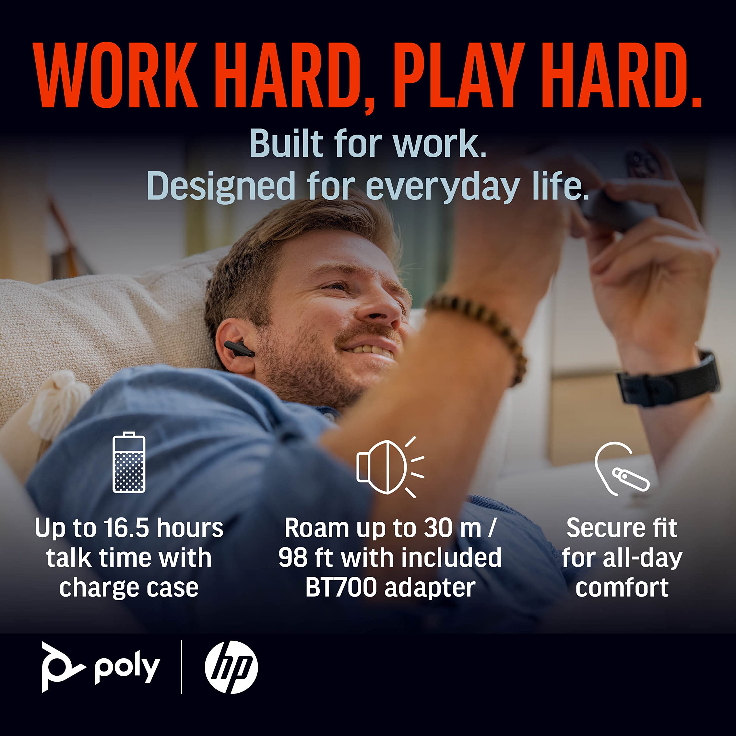 Poly Voyager Free 60+ True Wireless Earbuds Noise-Canceling for Clear ...