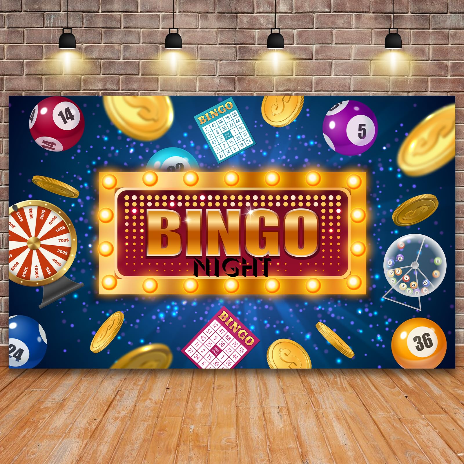 Amazon.com: Bingo Night Backdrop Snooker Game Time Cards Coins Contest ...