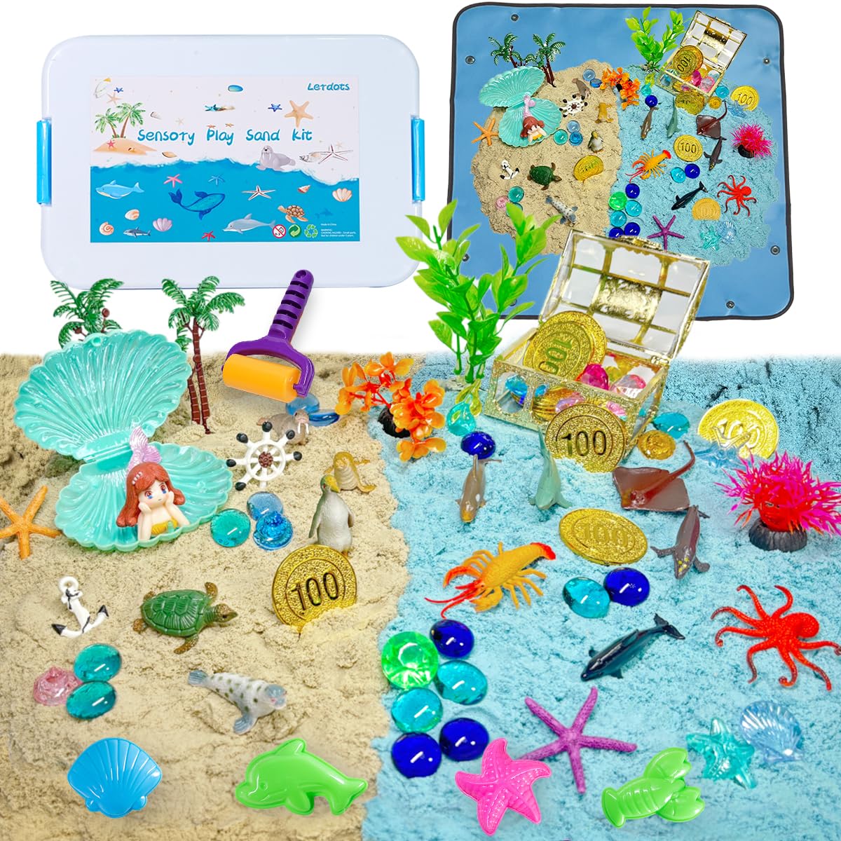 Amazon.com: Ocean Mermaid Sensory Bin, Kids Underwater Play Sand Kit ...
