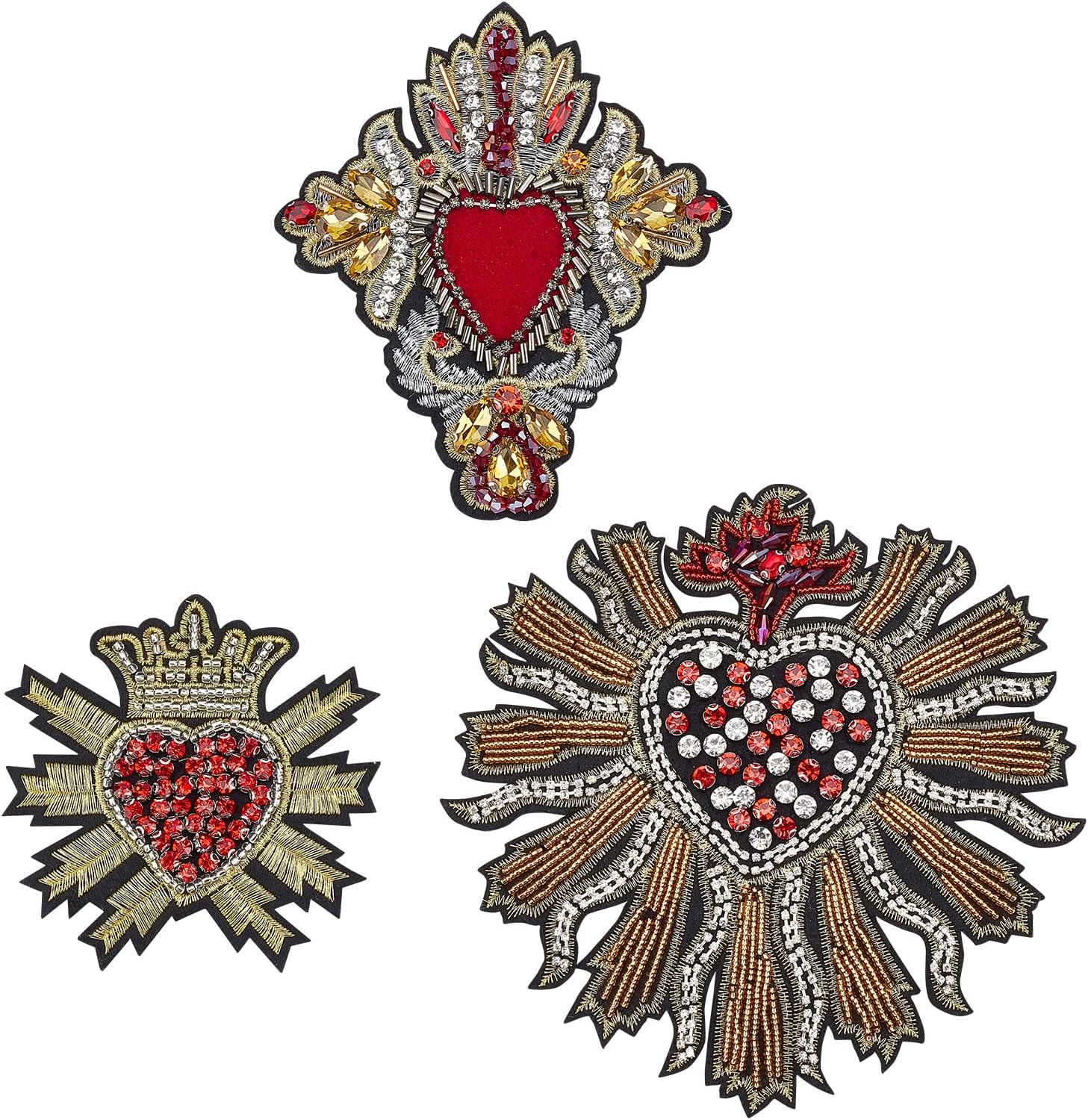 Amazon.com: Embroidery Heart Large Patch Handmade Sequin Patches for ...