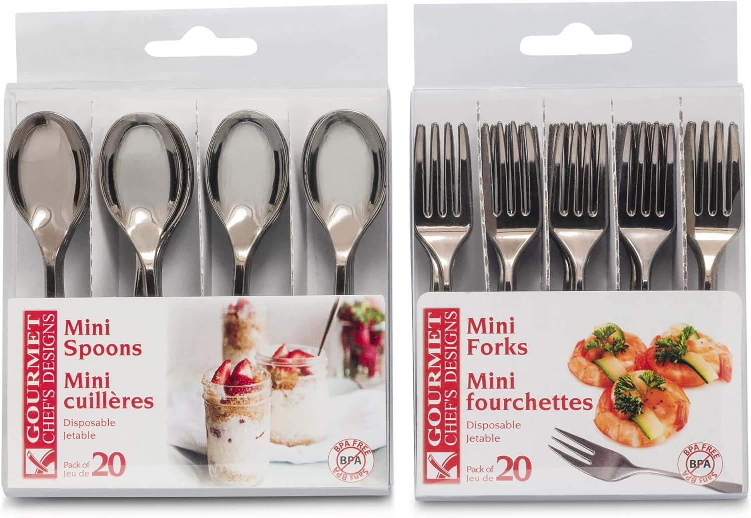 Amazon.com: Premium Mini Disposable Silver Plastic Spoons and Forks for ...