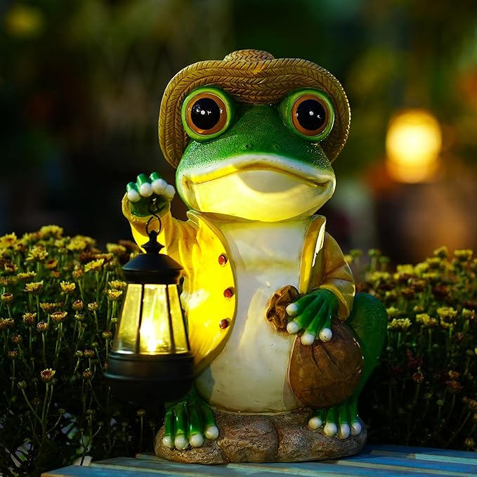 Amazon.com: Pohabery Large Frog Garden Statue, 13.3 Inches Tall, Resin ...