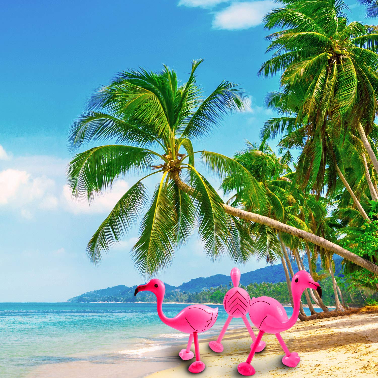 ELCOHO 5 Pack Inflatable Flamingos Pink Pool Toys for Hawaii Party ...