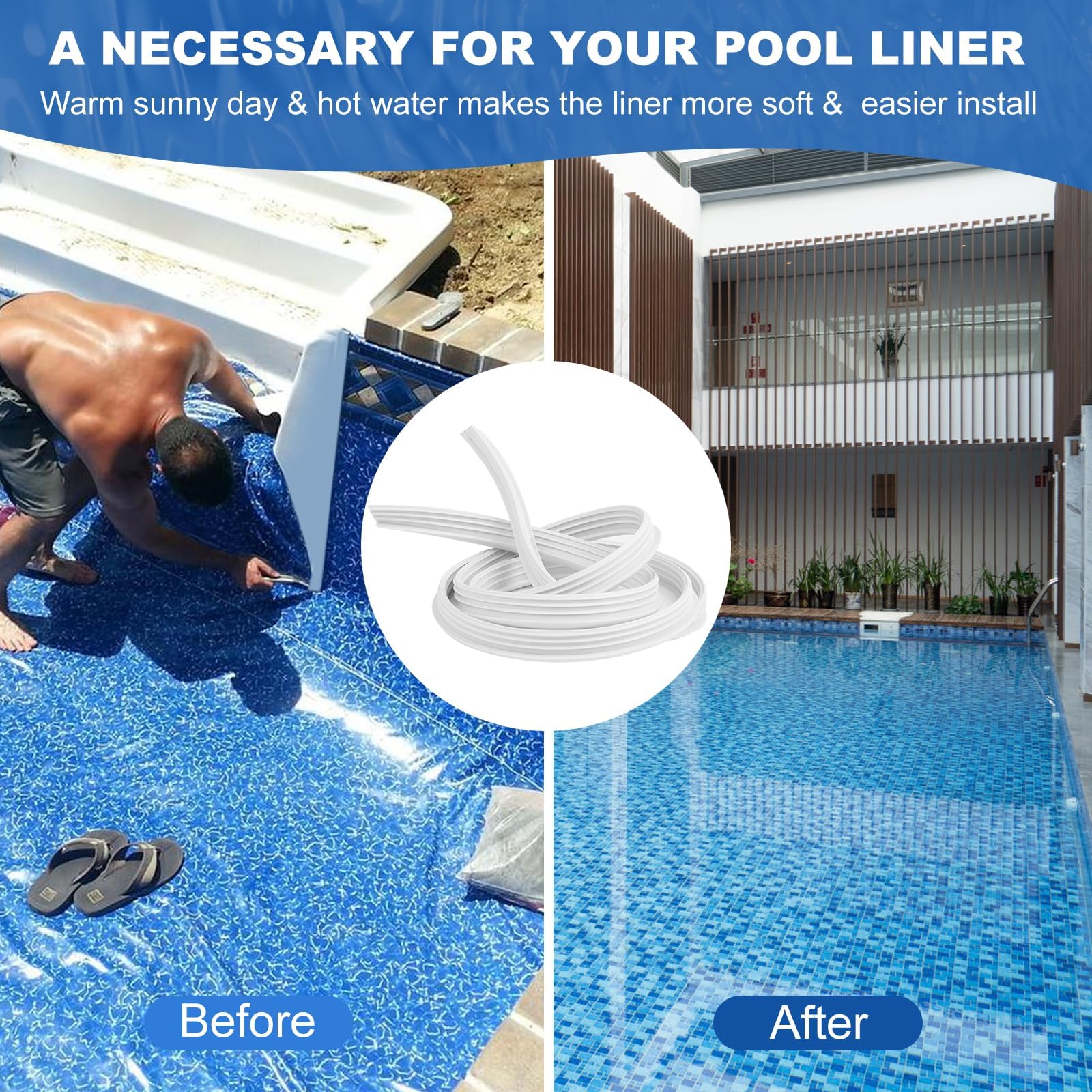 Pool Liner Lock PAMASE 120ft Inground - Roll, Flexible PVC (White) T ...