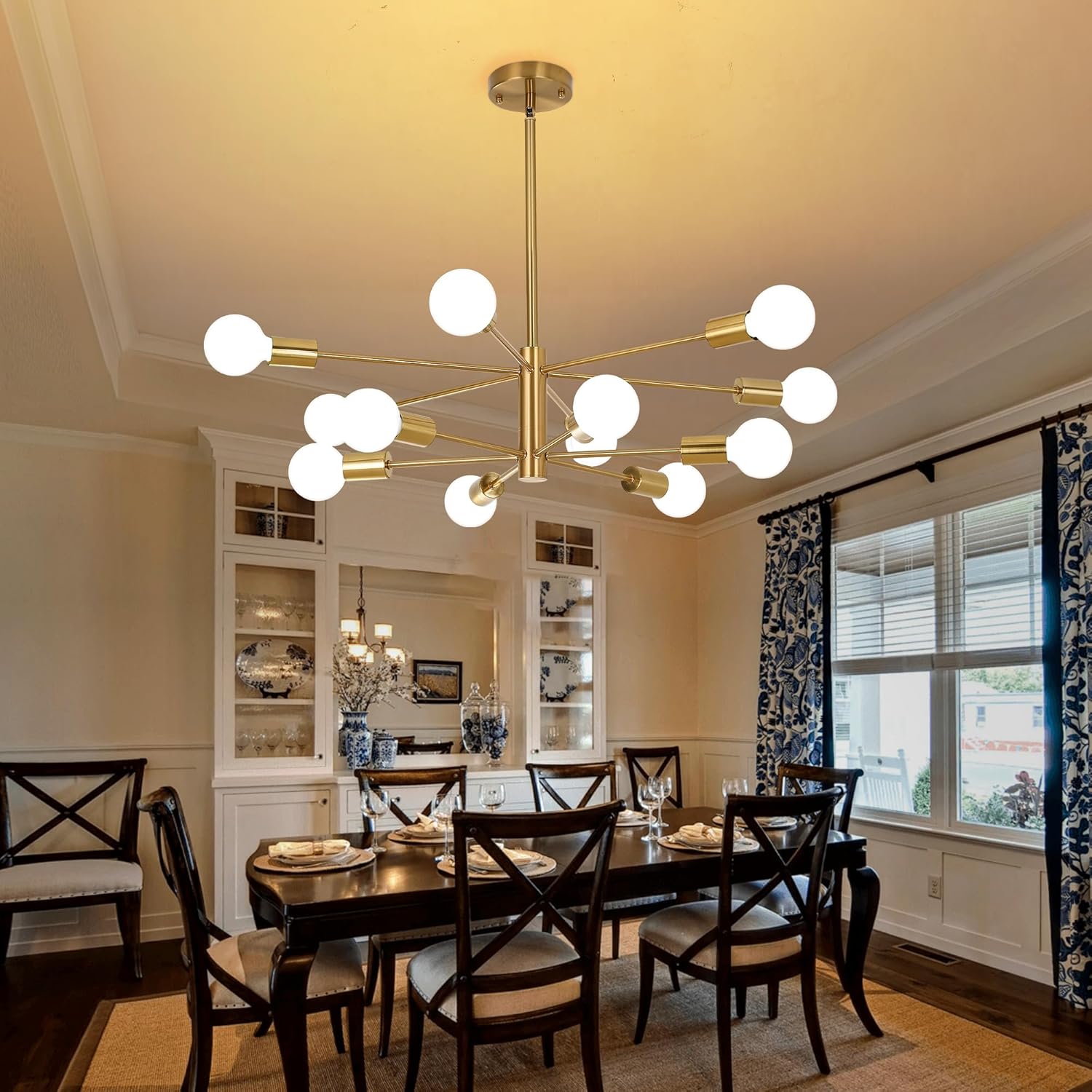 KAMLAM Modern Gold Sputnik Chandelier 12-Light,Mid Century Chandeliers ...
