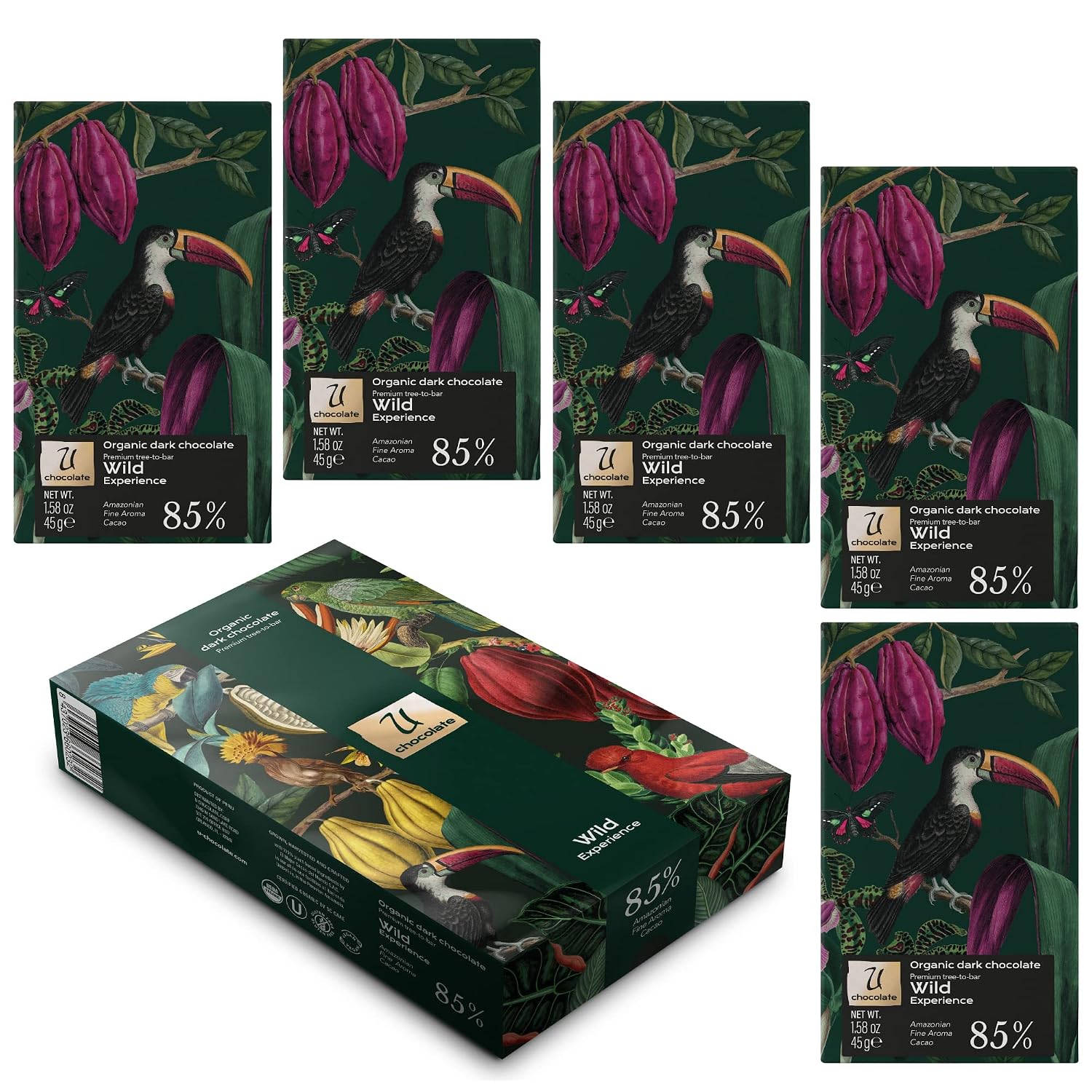 Amazon.com : U Chocolate Organic Dark Chocolate Bars - Plant-Based Fine ...
