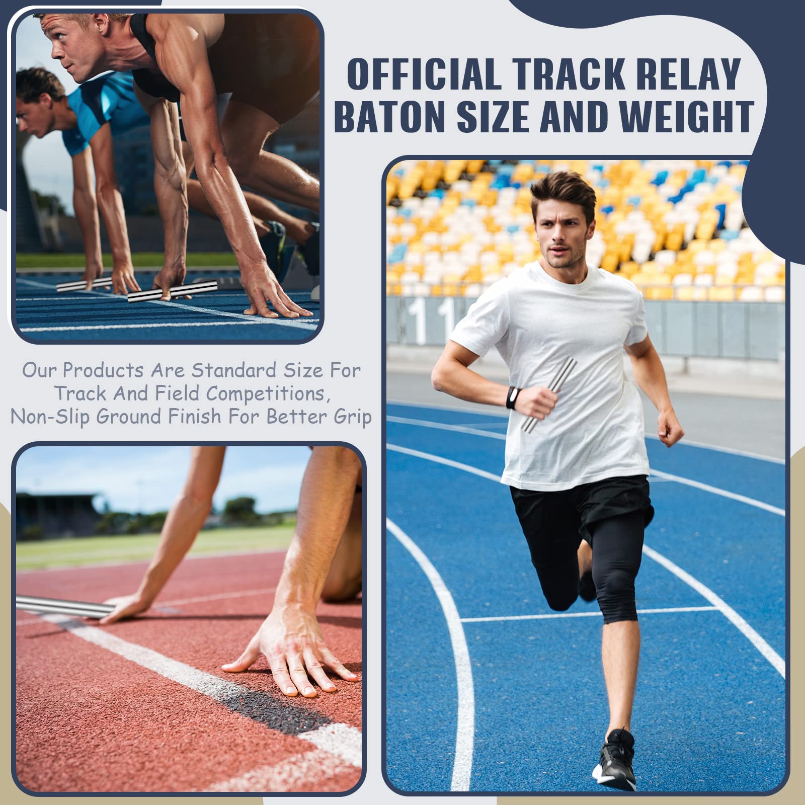 Hanaive 12 Pieces Relay Baton Sports Aluminum Track Baton Field Race ...