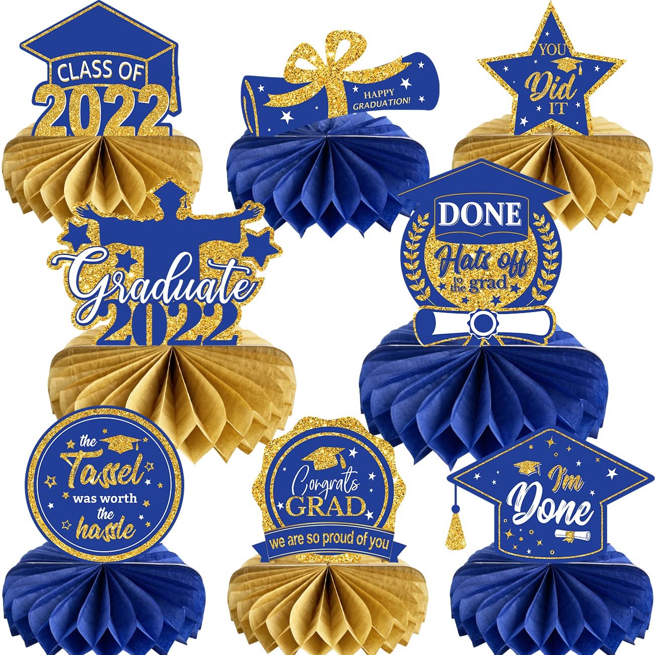Buy Graduation Party Decorations 2022 Blue Honeycomb Centerpiece Table buy-graduation-party-decorations-2022-blue-honeycomb-centerpiece-table