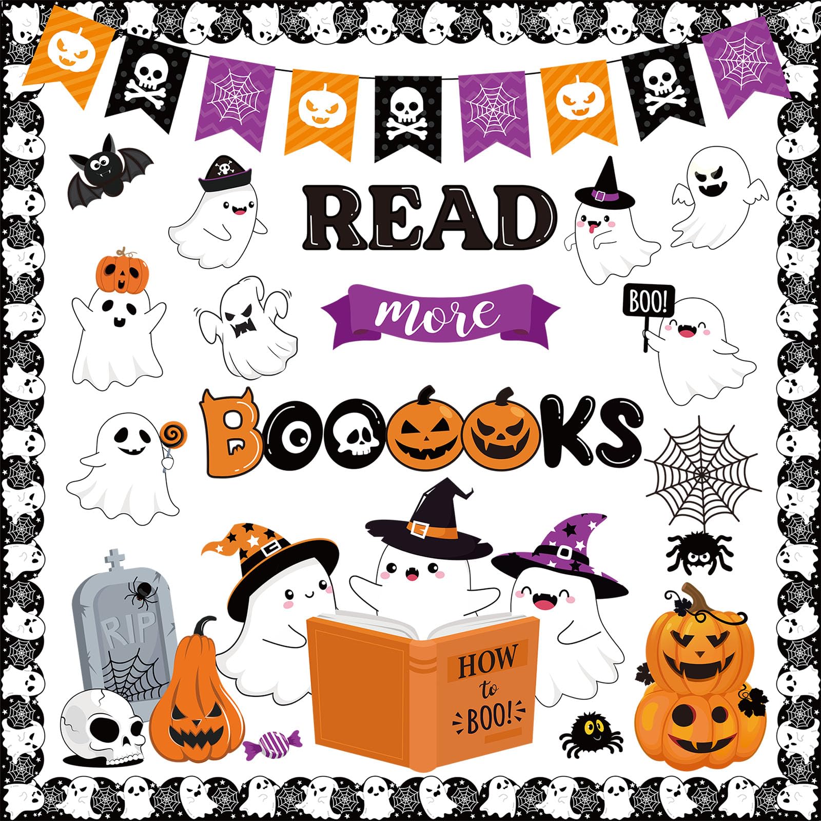 Snapklik.com : Pasimy Halloween Bulletin Board Decorations Set Halloween Theme Classroom Decor ...
