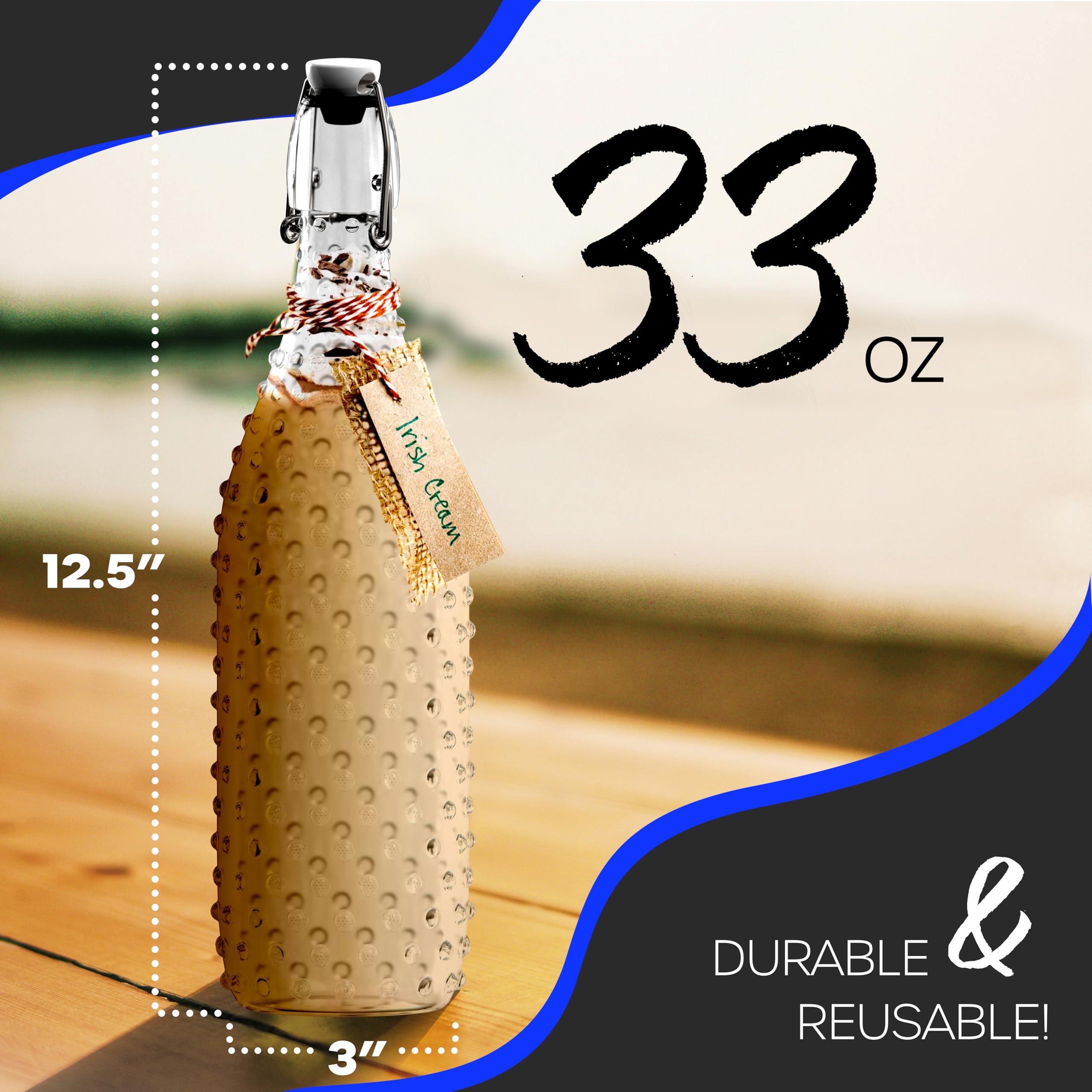 1 Litre Glass Bottle Nevlers 33 Oz / 1 Liter Ringed Swing Top Glass ...