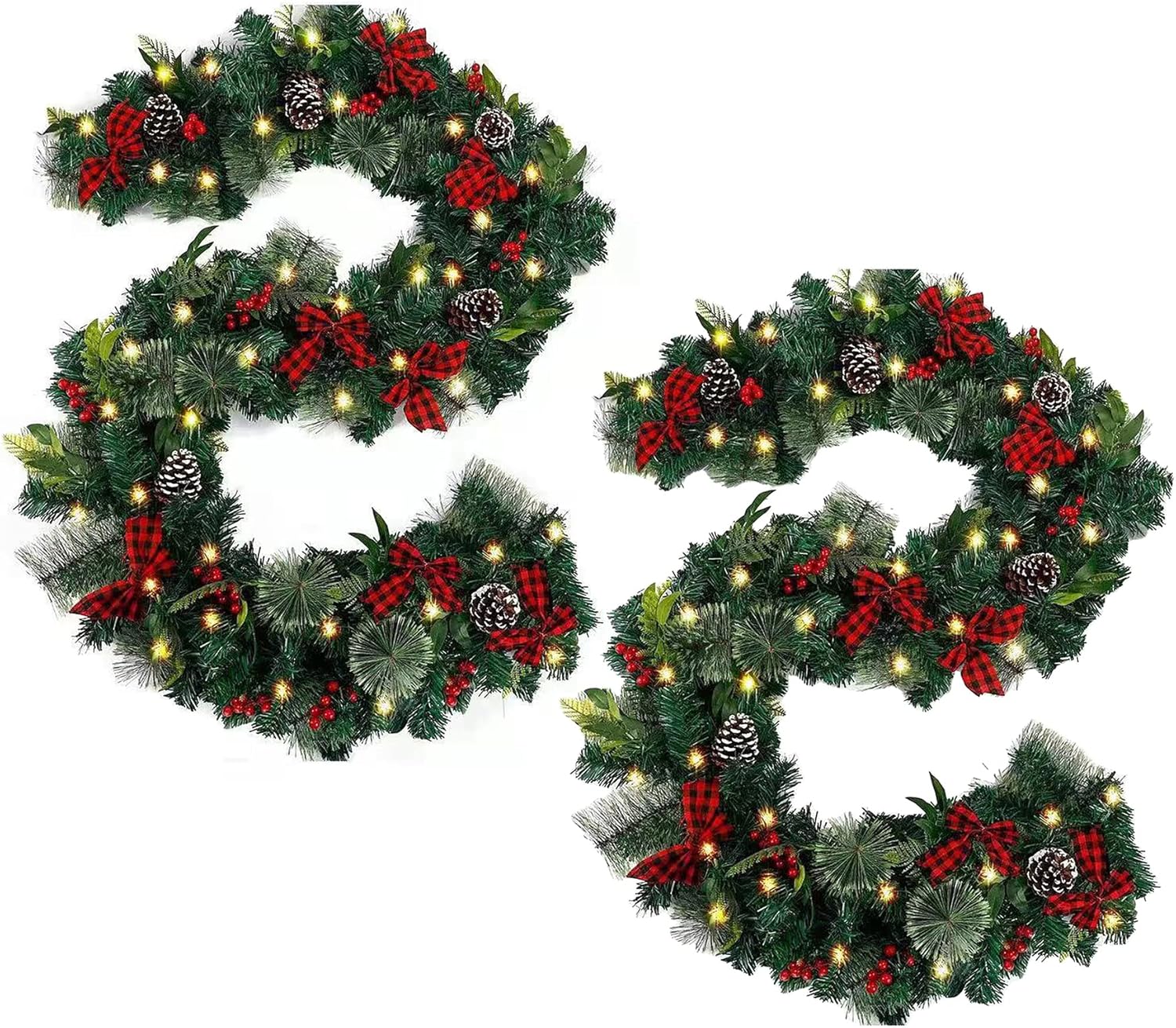 Amazon.com: Christmas Garland with Lights, 9ft Lighted Garland for ...