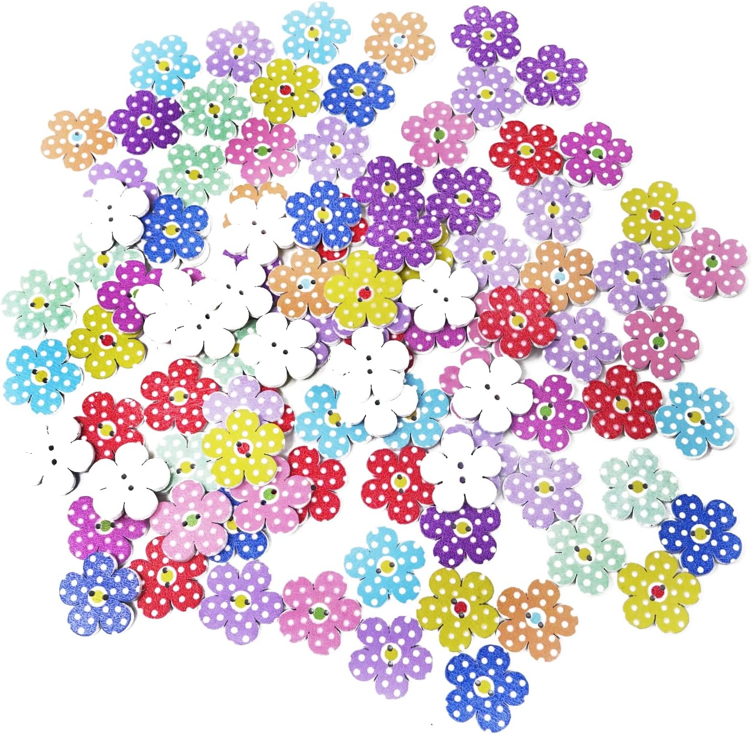 Amazon.com: Honbay 100PCS Wooden Flower Buttons 2 Holes Buttons Cute ...