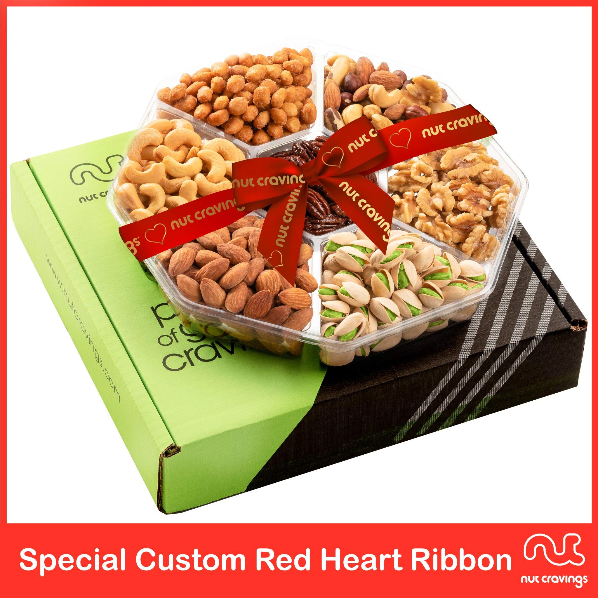 Nuts Gift Basket + Red Ribbon (7 Piece Assortment) Fathers Day Bouquets ...