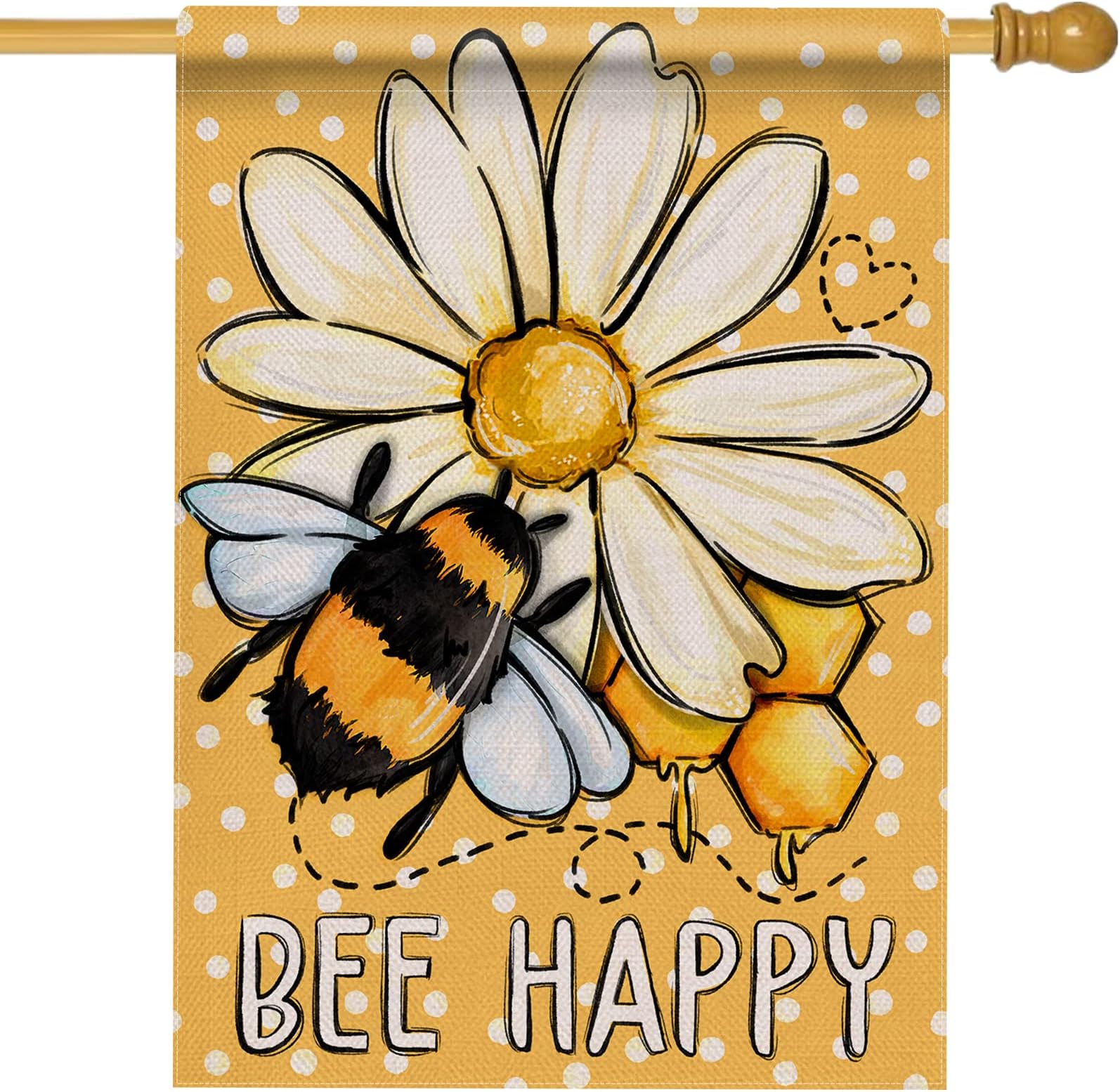 Amazon.com : Hzppyz Bumble Bee Happy Spring Summer House Flag Double ...