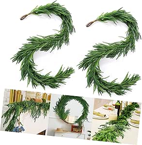 Amazon.com: 6 ft Pine Garland,Artificial Norfolk Pine Garlands, Real Touch Winter Pine Garland ...