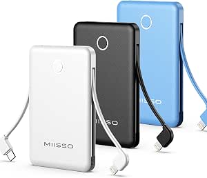 Amazon.com: miisso 3 Pack- Black, White, Blue 6000mah Power Bank : Cell ...