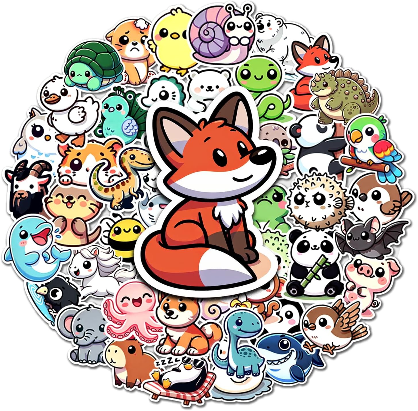Amazon.com: 100 Pcs Cute Animal Stickers - Kawaii Kids Sticker Bulk ...