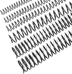 TOTiyea 100 Pack Plastic Spiral Binding Coils, Multi Sizes, 4:1 Pitch, Black, Plastic Binding ...