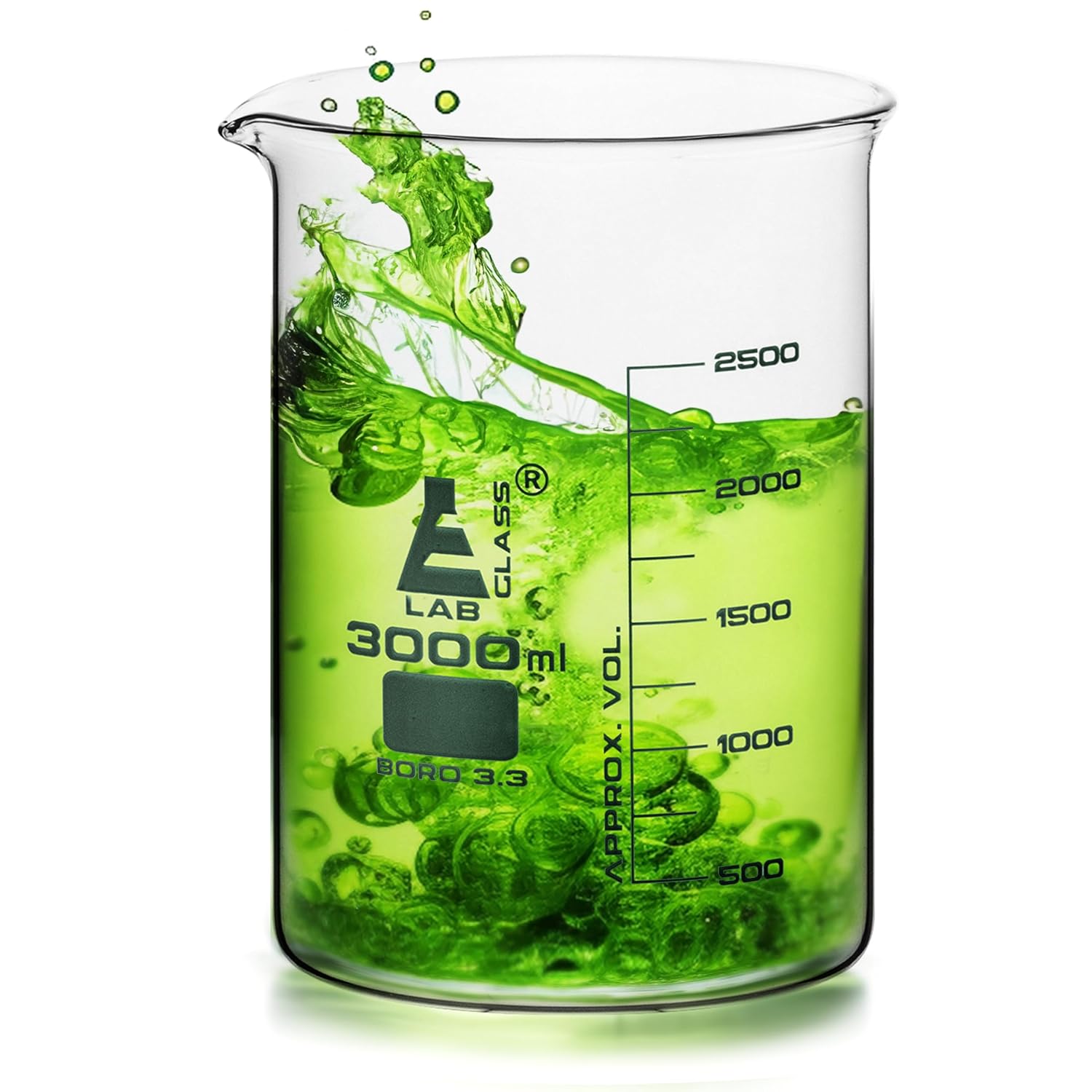 Beaker, 3000ml - Low Form with Spout - White, 250ml Graduations ...