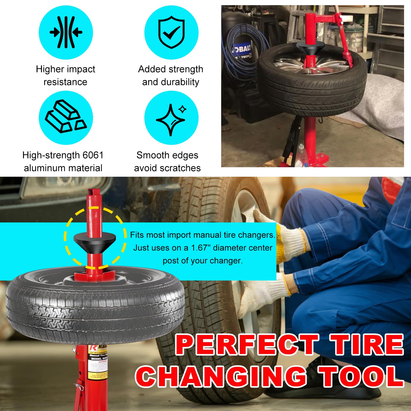 Snapklik.com : Povtii Manual Tire Changer Centering Cone, Aluminum ...