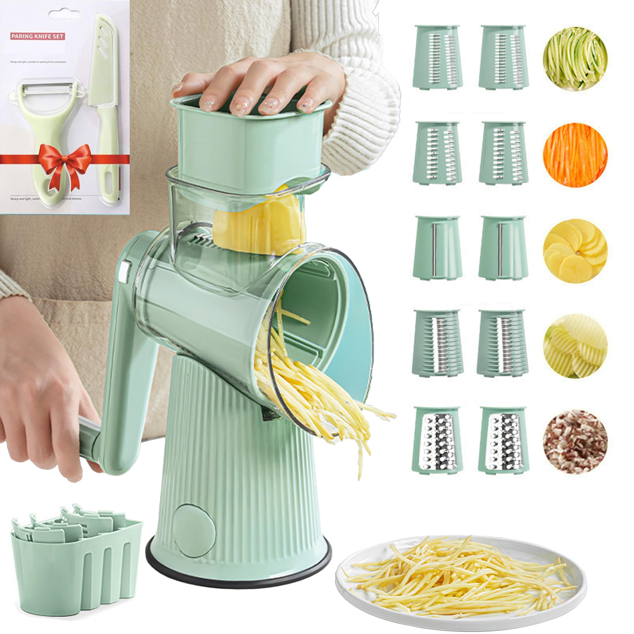 Amazon.com: BSFRNF 5 In 1 Rotary Cheese Grater Vegetable Slicer for ...