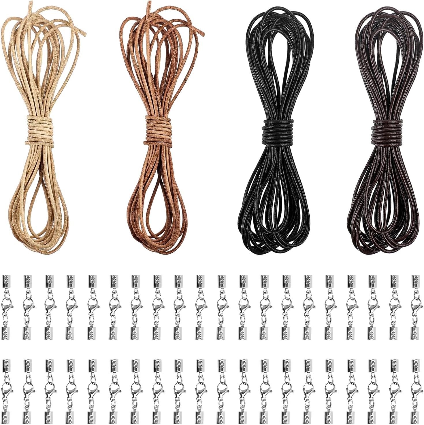 20M Waxed Cotton Cord, Waxed Cord Necklace Making Kit Include 1mm Waxed ...