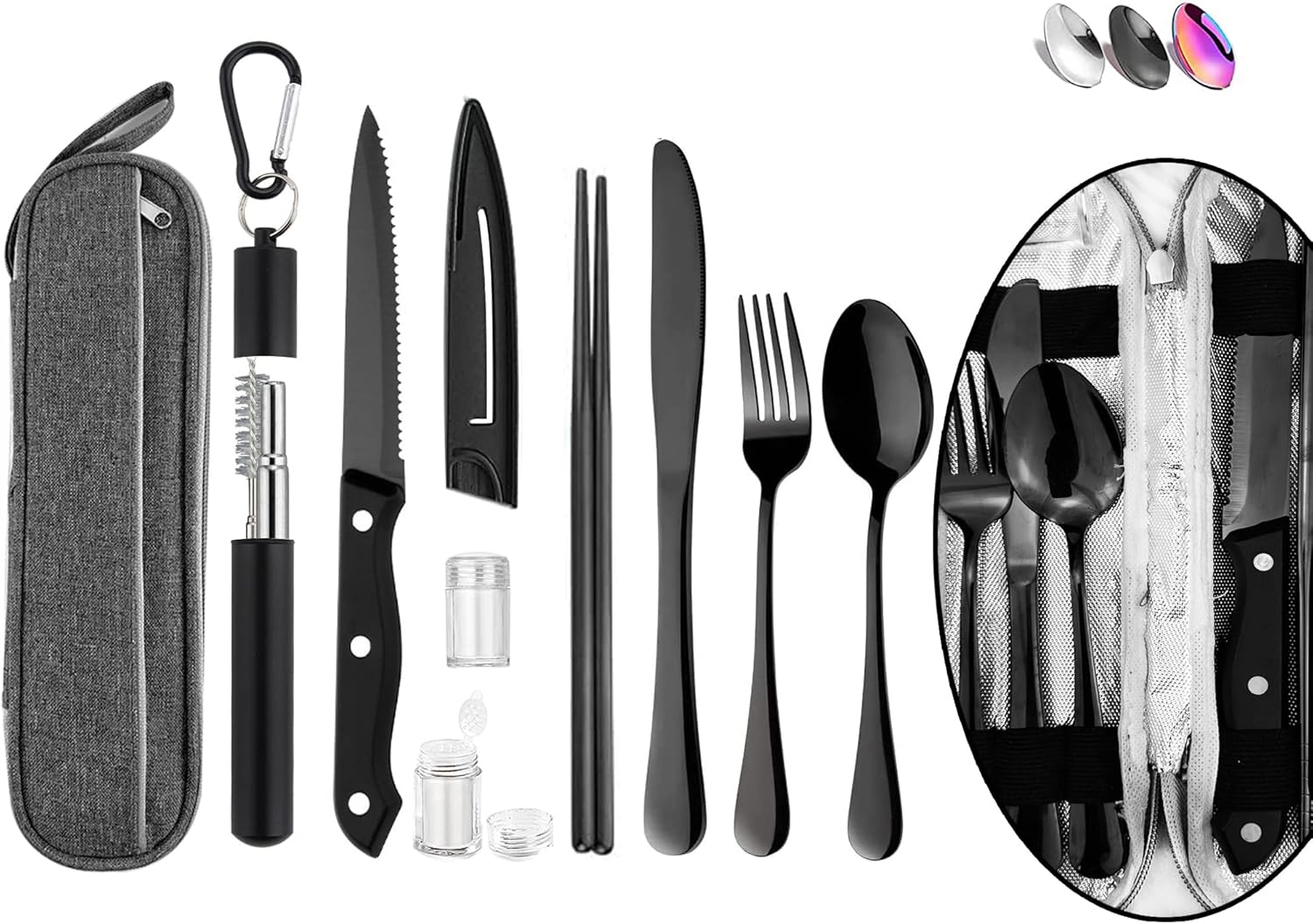 Amazon.com: Portable Travel Reusable Utensils Silverware with Case ...