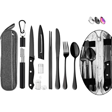 Amazon.com: VANDBAO Portable Travel Utensils, Reusable Silverware with ...