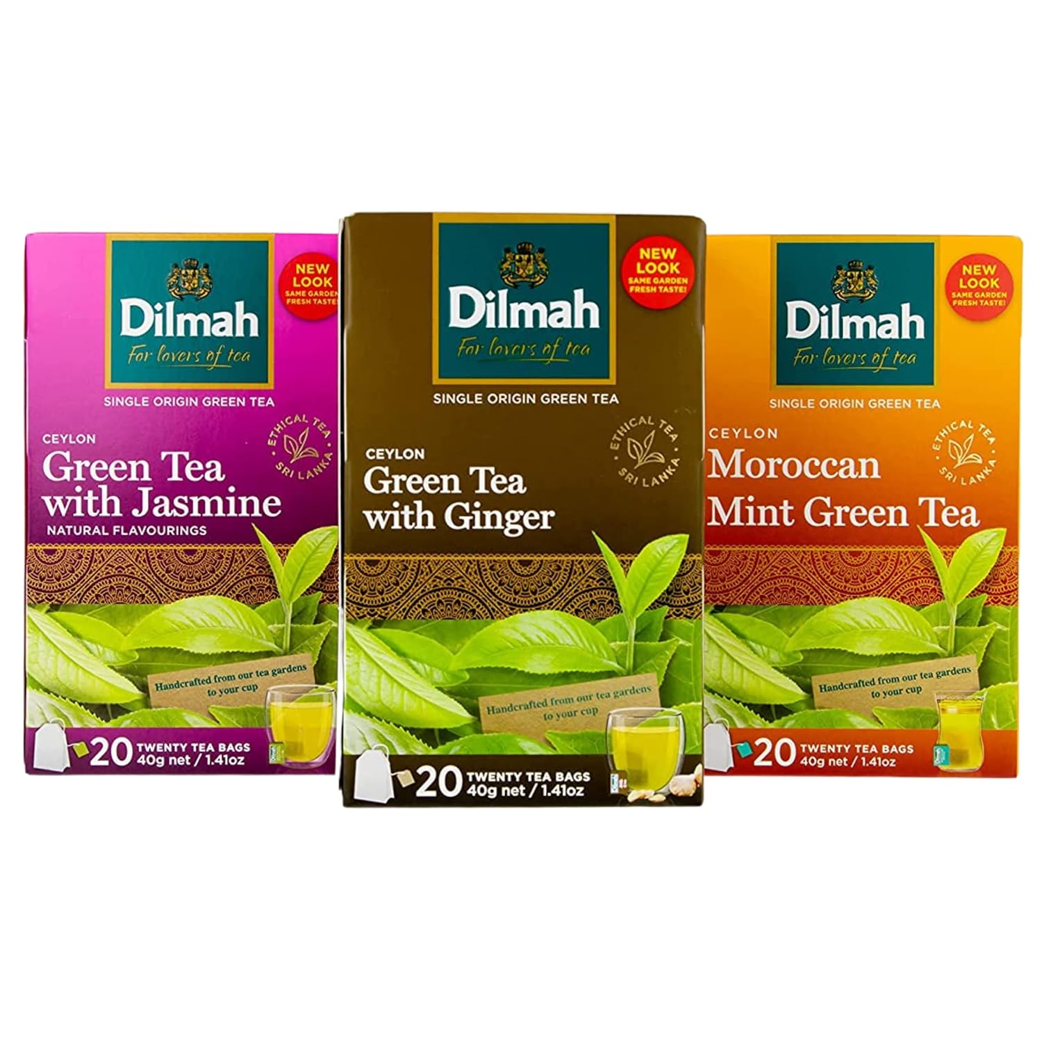 Amazon.com: Dilmah Ceylon Green Tea (Flavoured Pack - Ginger, Jasmine, Moroccan Mint) : Grocery ...