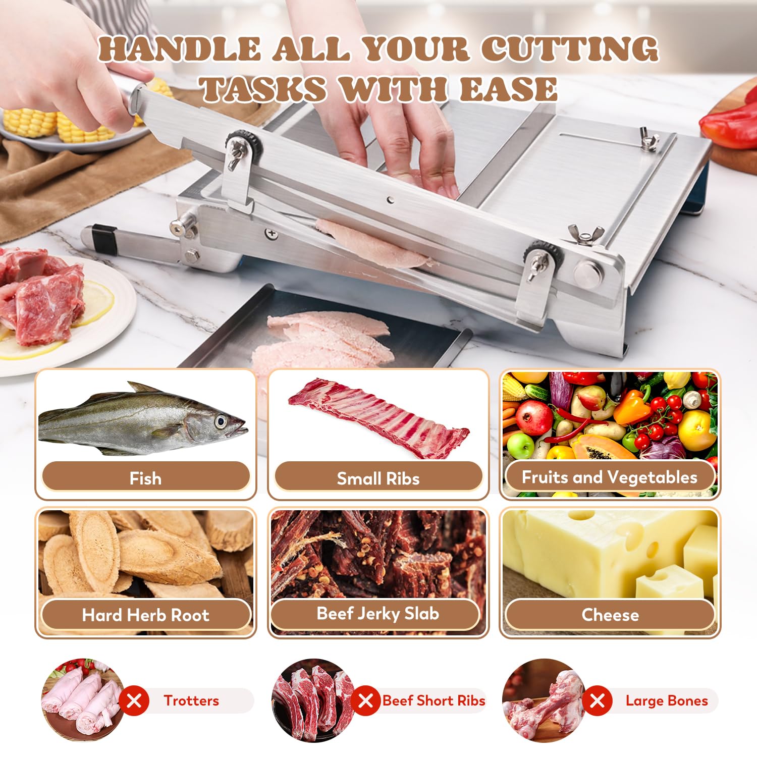 Snapklik.com : Moongiantgo Manual Frozen Meat Slicer Bone Short Rib ...