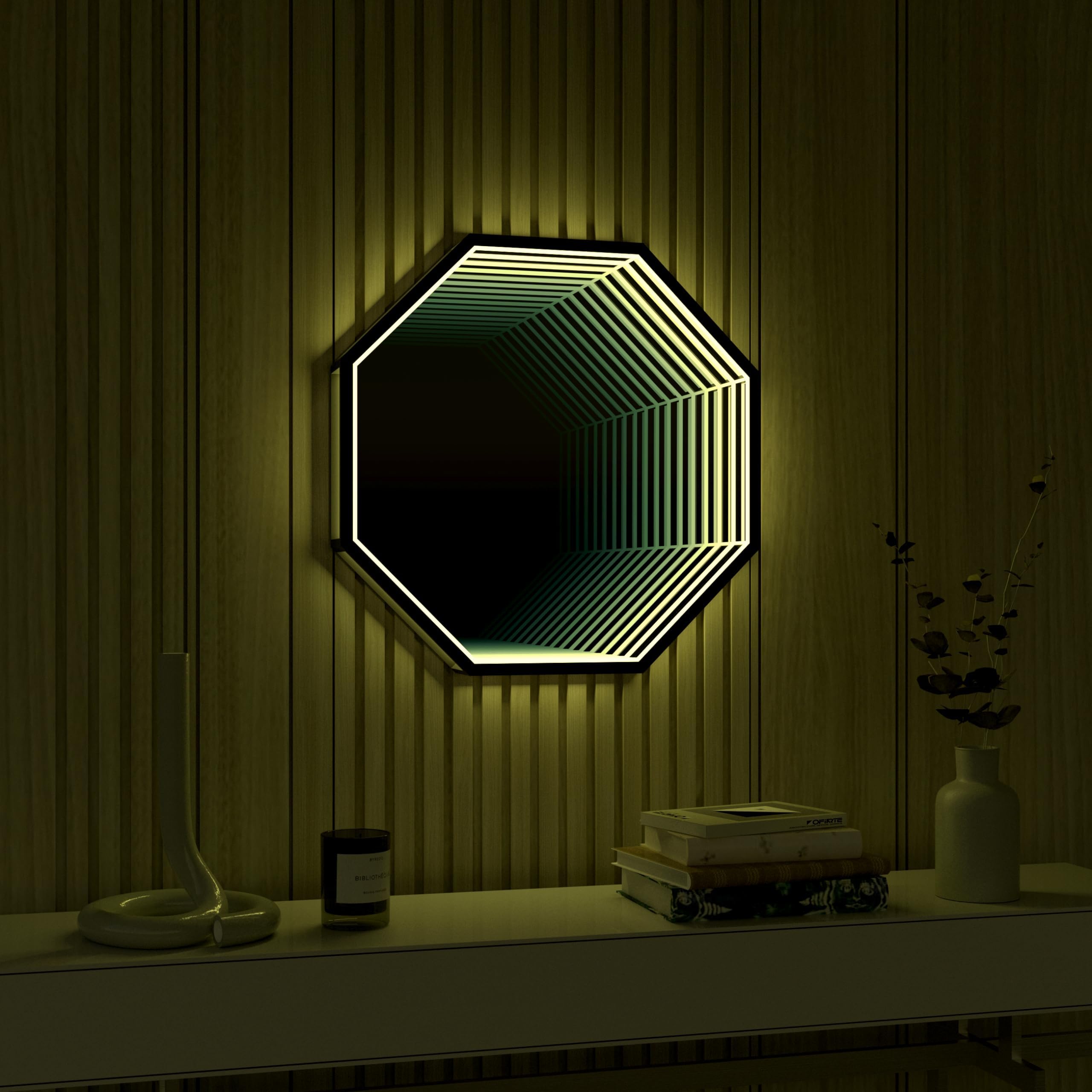 3D Octagon Infinity Mirror Light, Remote Control LED Tunnel Lamp, Multi ...