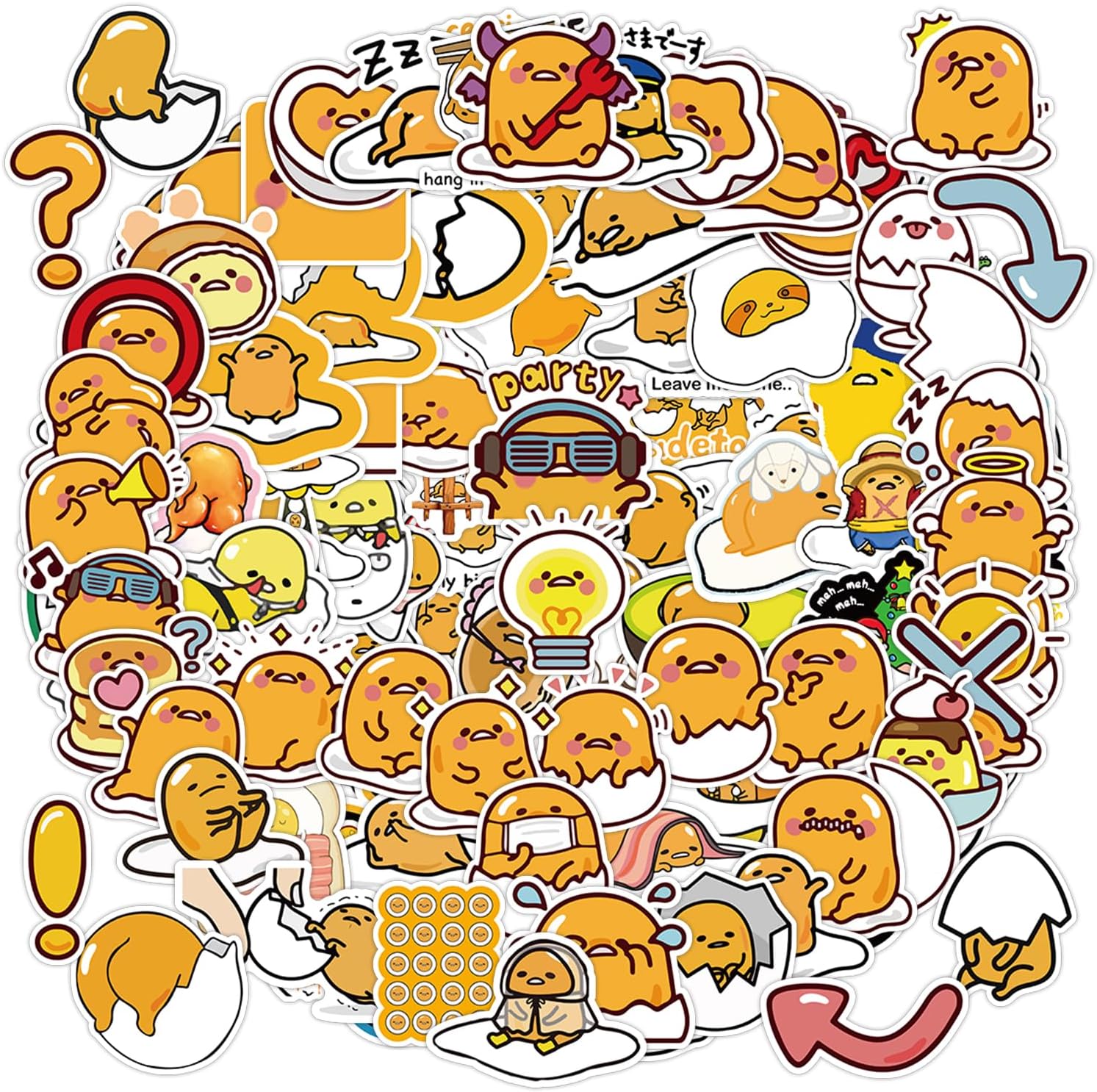 Amazon.com: 100PCS Cute Cartoon Stickers Kawaii Lazy Egg Stickers Vinyl ...