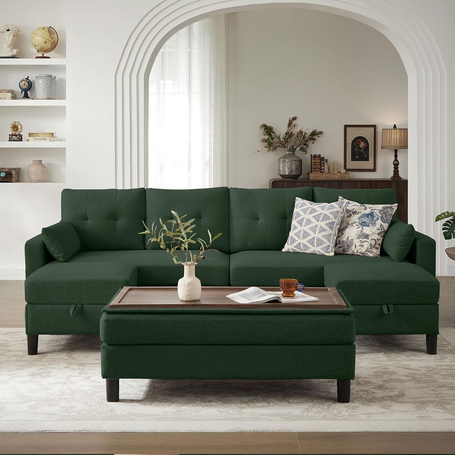 Amazon.com: Enobala Convertible Sectional Sofa with Storage Ottoman ...