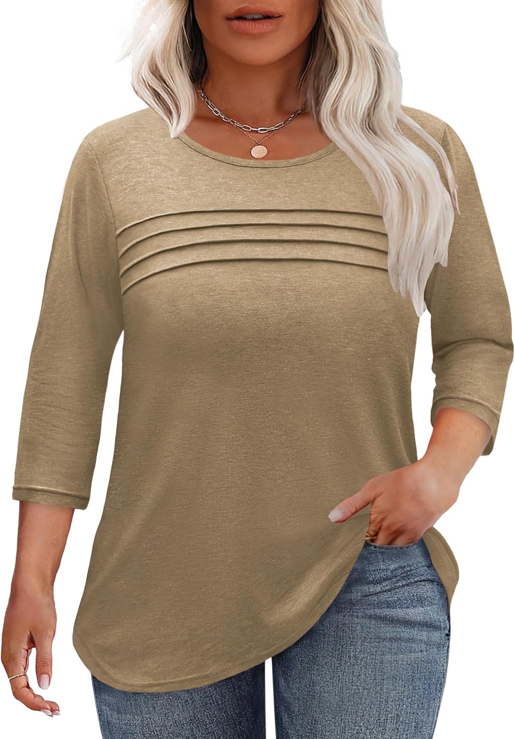 Amazon.com: Plus Size Spring Clothes for Women Summer Clothing 3/4 ...