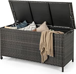 TANGZON 320L Garden Deck Box, Patio Cabinet Container with Polyester ...