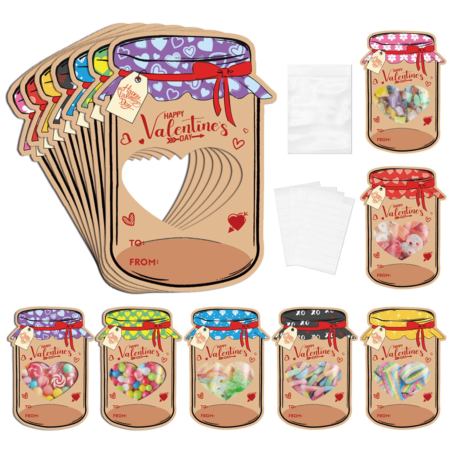 Amazon.com: euoloar Valentine's Day Gift Cards for Kids, 52 Pack Mason ...