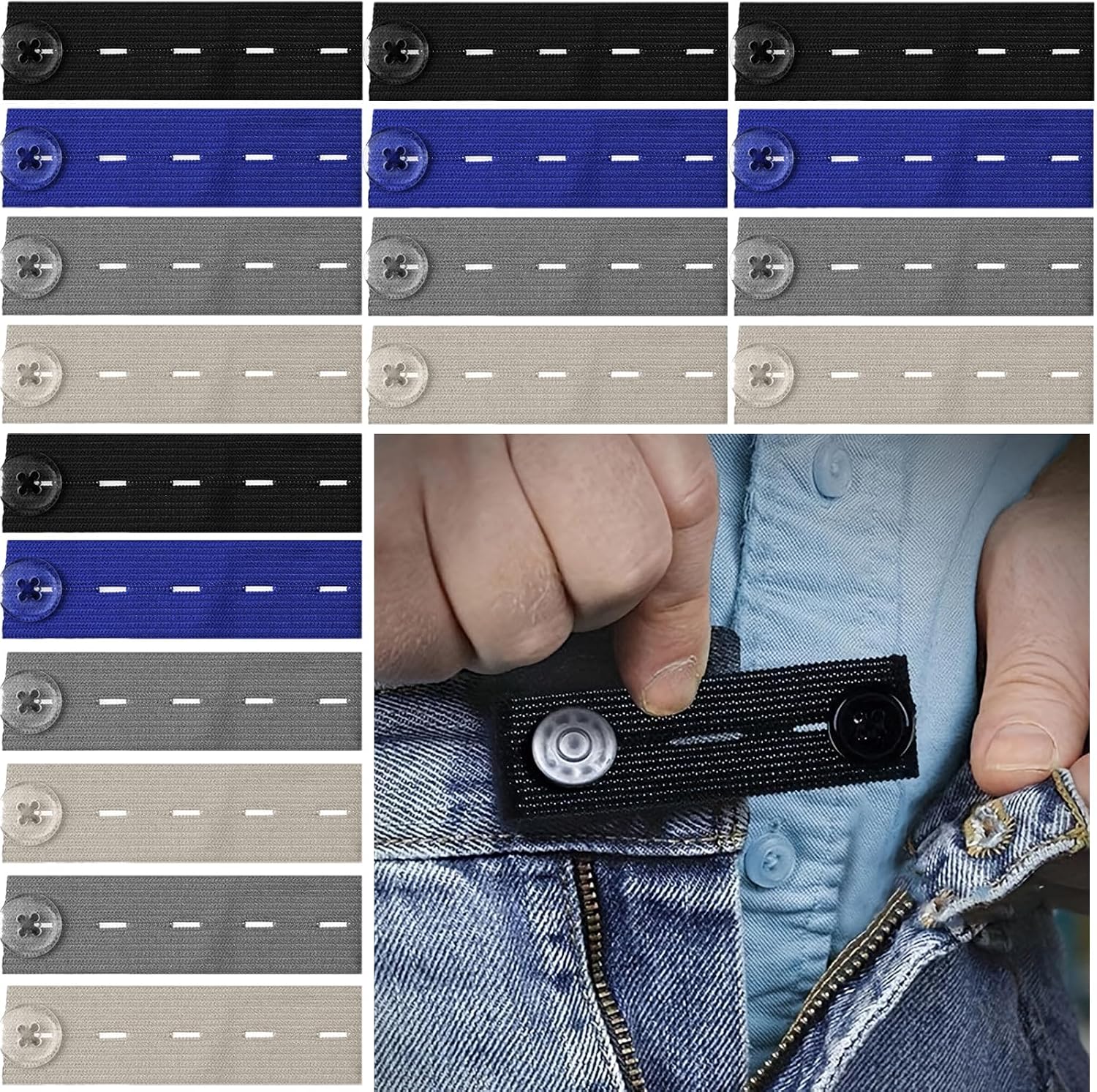 Amazon.com: KuuGuu 20 PCS Elastic Button Extender Waist Adjustable ...