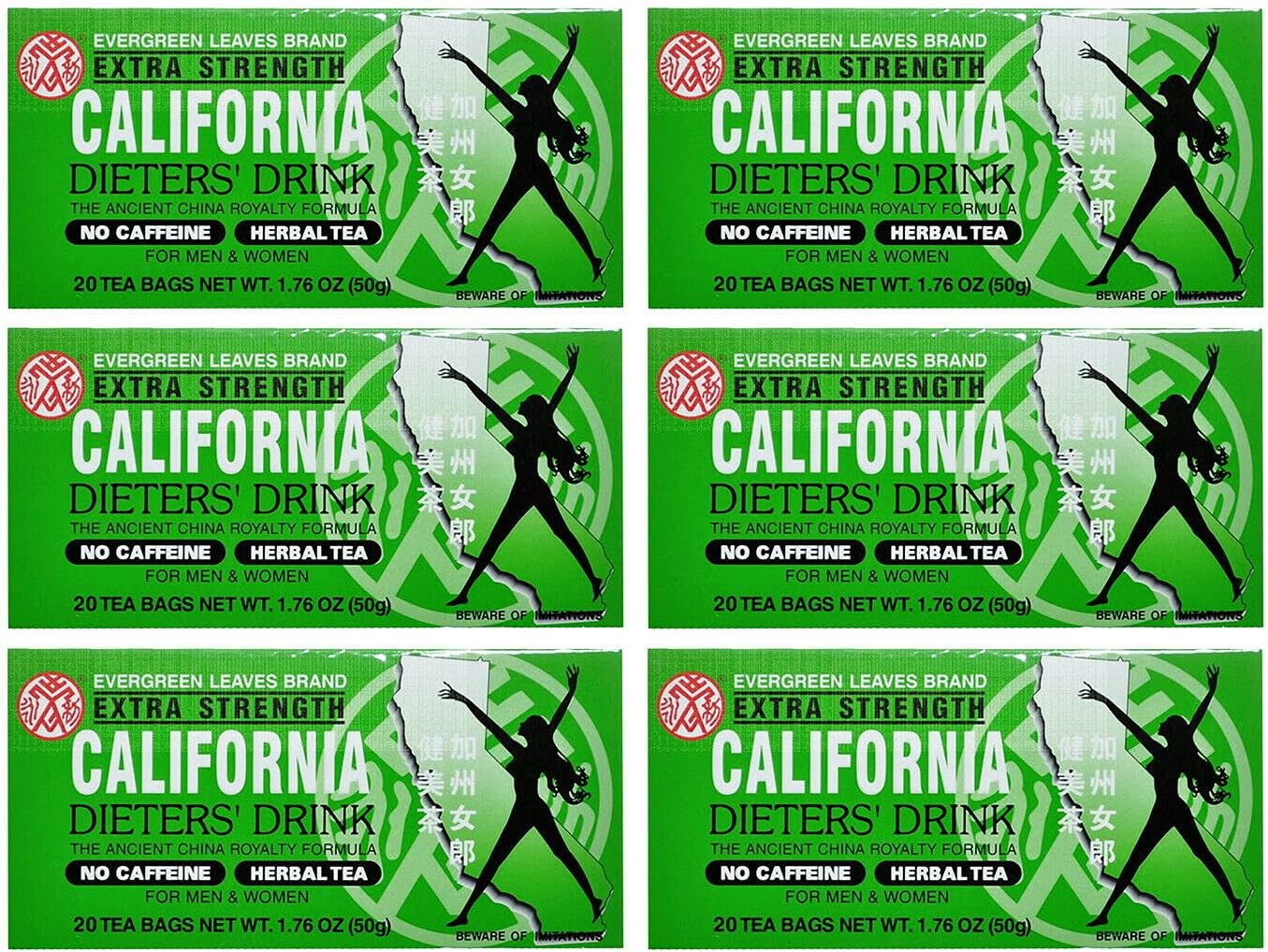 Amazon.com : Evergreen Leaves Brand California Dieters' Tea 20 TB ...