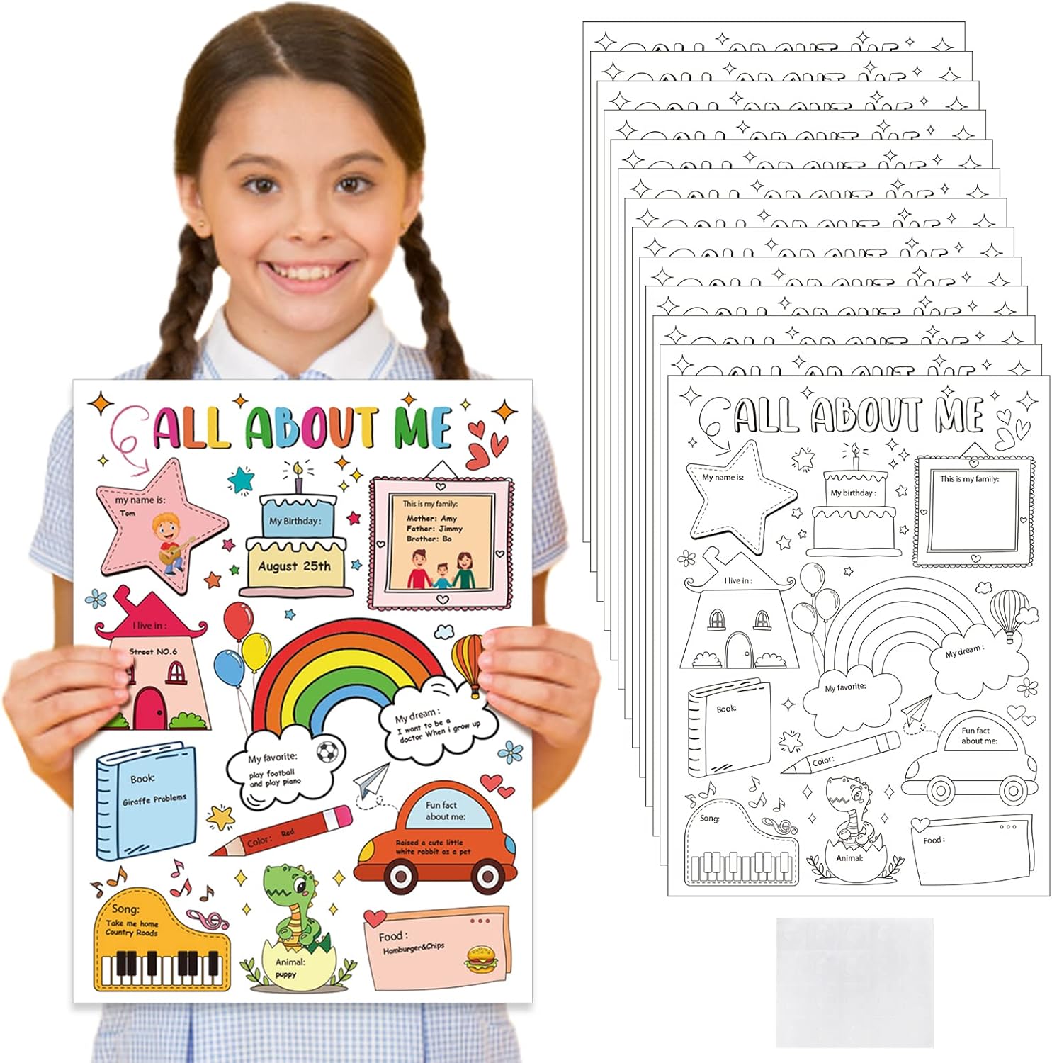 Amazon.com: Fennoral 20 Pcs All About Me Posters Elementary Read All ...