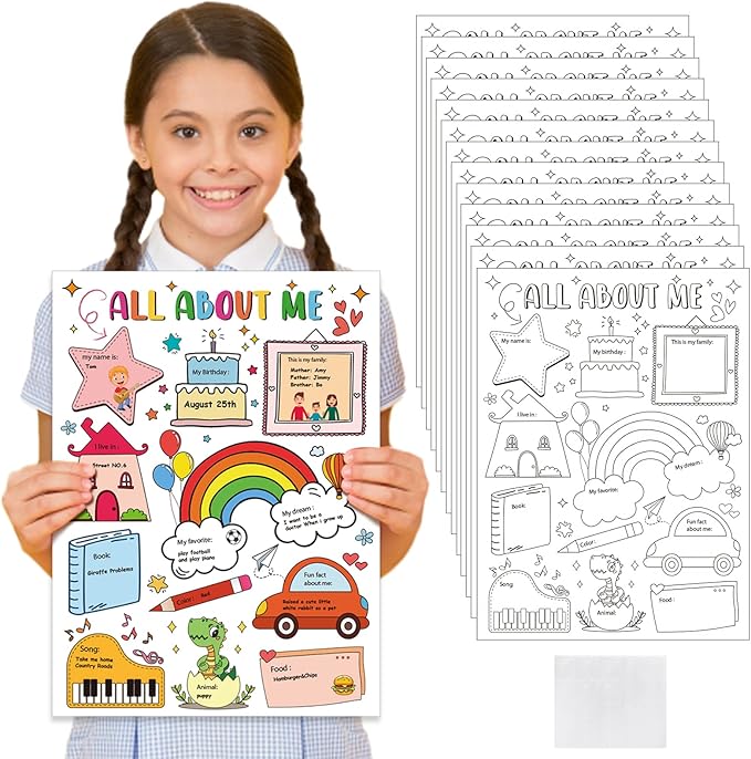 Amazon.com: Fennoral 20 Pcs All About Me Posters Elementary Read All ...
