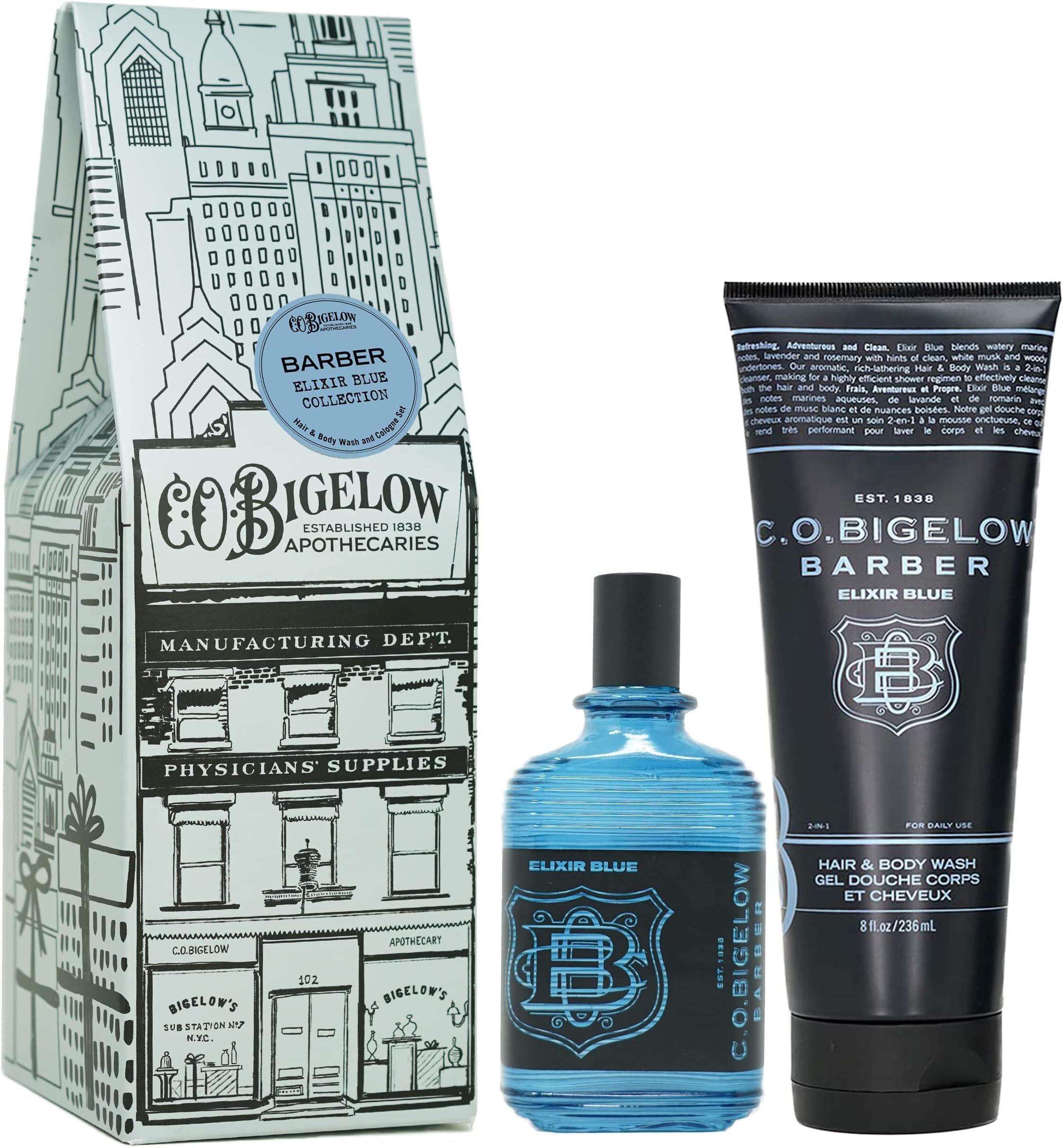 Amazon.com : C.O. Bigelow Elixir Blue Apothecary Box, Hair and Body ...