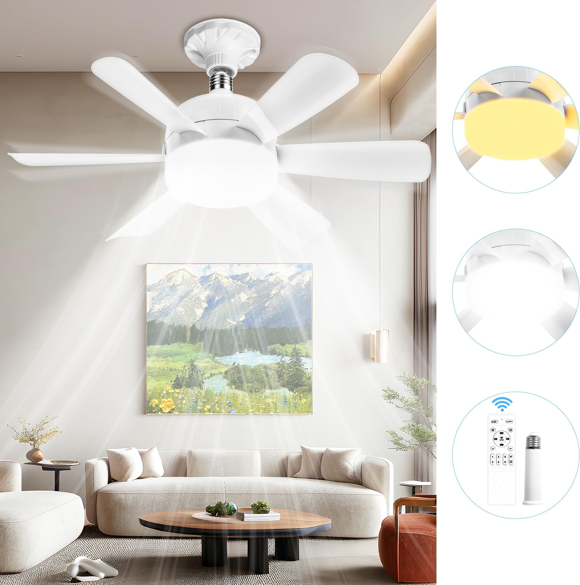 Amazon.com: Socket Fan Light with Remote, Black Ceiling Fans with ...