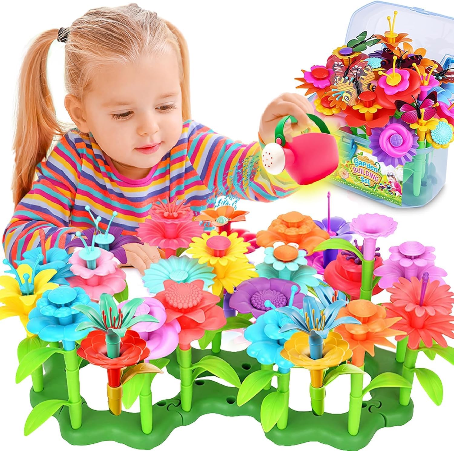 Amazon.com: FUNZBO Flower Garden Building Toys - STEM Toy Gardening ...