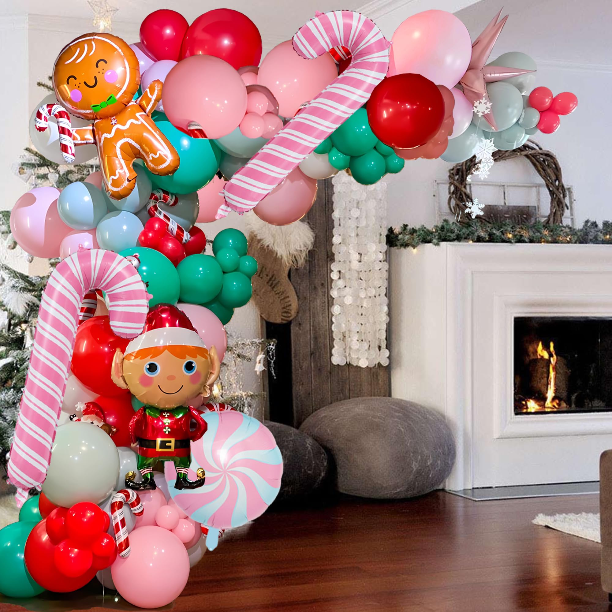 Amazon.com: Gingerbread Balloon Arch Garland Kit 153 Pcs Christmas ...