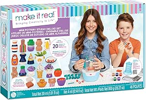 Amazon.com: Make It Real: Mini Pottery Studio Deluxe Set - DIY All-in-1 ...