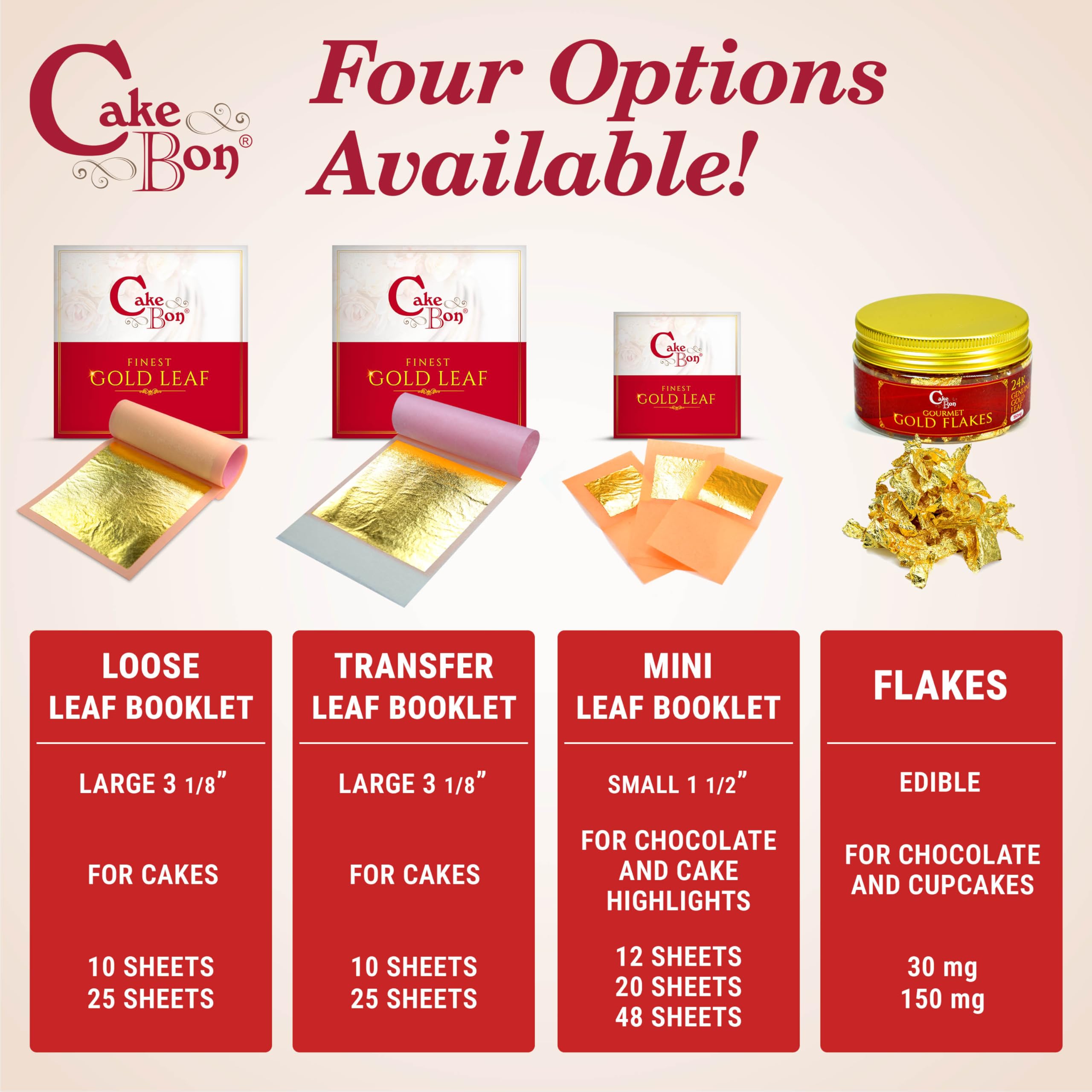Snapklik.com : Edible Gold Leaf 24K By Cakebon - Cake Decorations