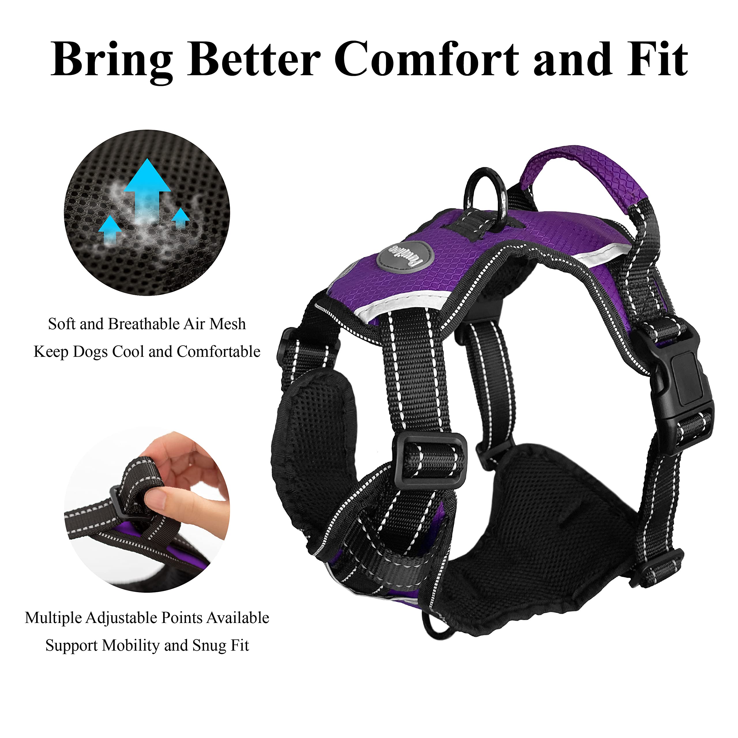 Puwihoe No Pull Dog Harness, Reflective Walking Dog Harness with Easy ...