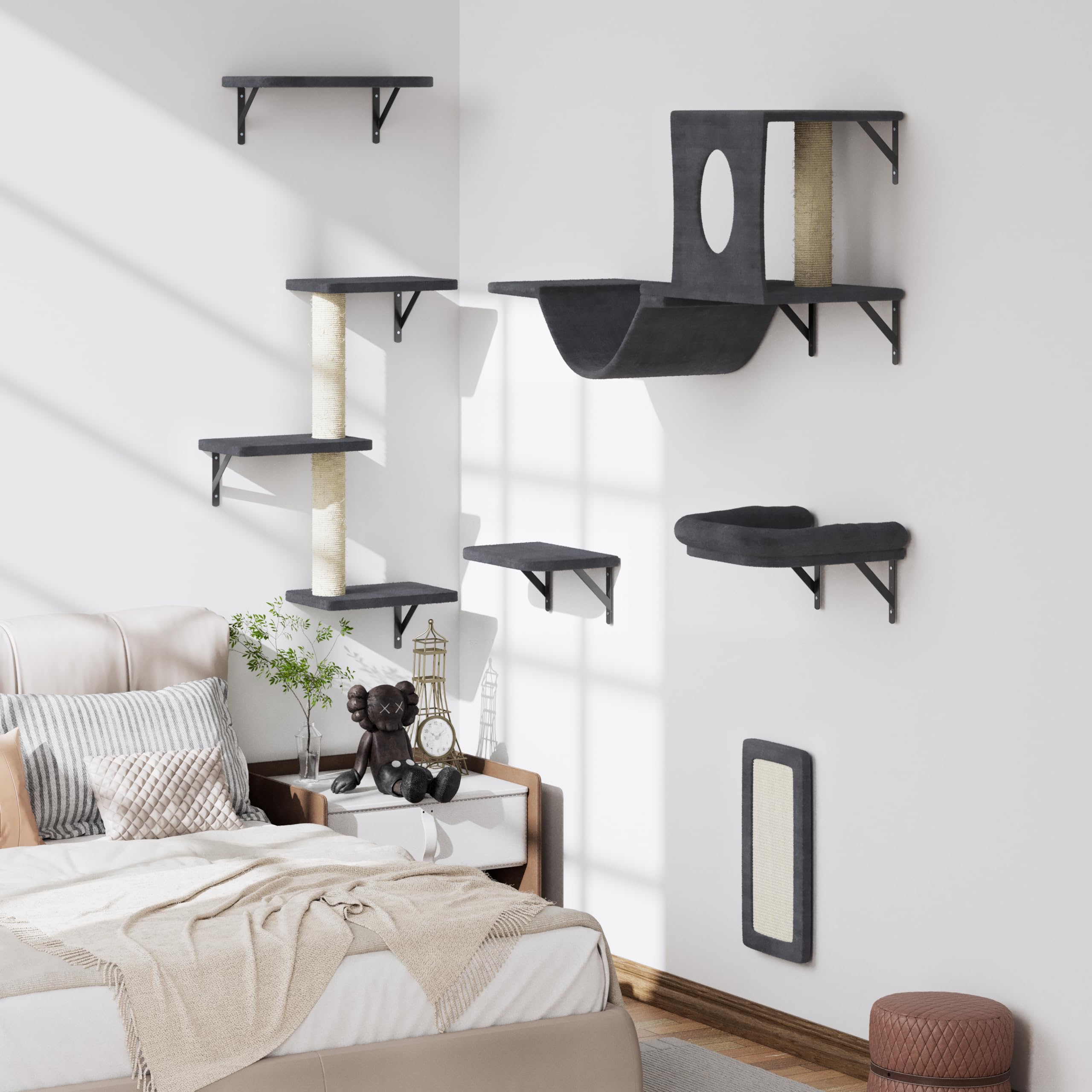Amazon.com: Cat Wall Furniture, 6Pc Wall Mounted Cat Furniture Set, Cat ...