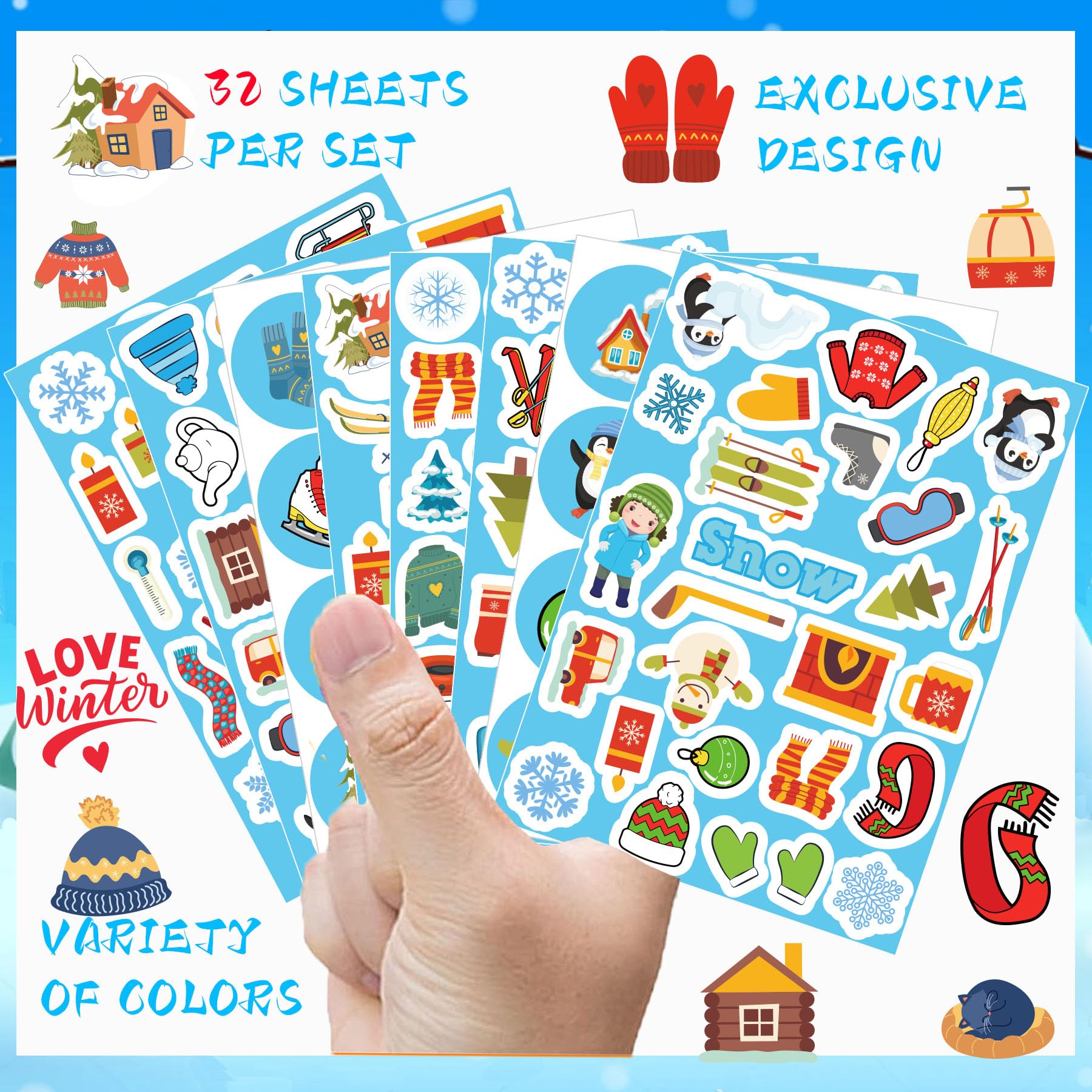 Snapklik.com : Winter Stickers For Kids Holiday Stickers Winter Themed ...