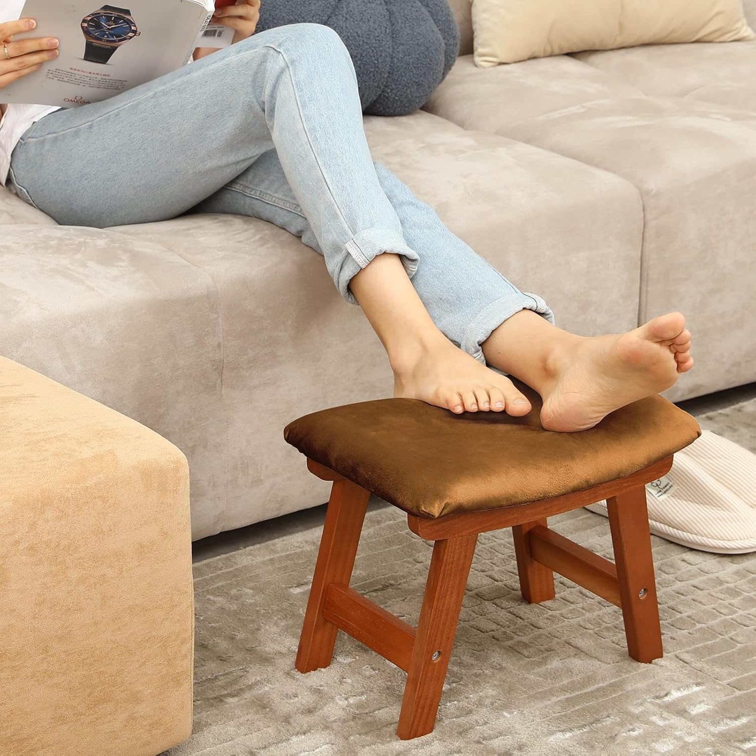 Amazon.com: HOUCHICS Foot Stool Ottoman, Foot Stool Small, Foot Stool ...